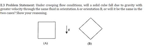 Solved E 3 Problem Statement Under Creeping Flow Chegg Com