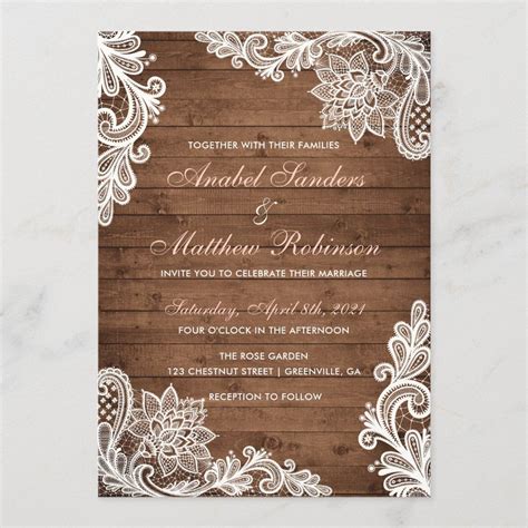 Lace Wood Rustic Wedding Invitation Artofit