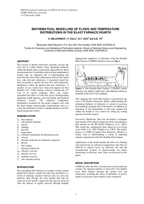 Pdf Mathematical Modelling Of Flows And Temperature Distributions In The Blast Furnace Hearth