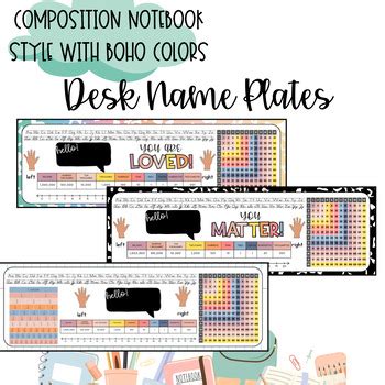 Editable Babe Name Tags For Desks Composition Notebook Style