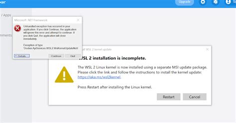 Docker Desktop ERROR WSL 2 Installation Is Incomplete Exception Of Type Docker ApiServices