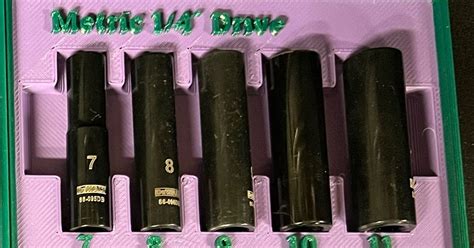 Gridfinity Socket Holder For Dewalt Deep Metric Sockets Size 7 11mm 1