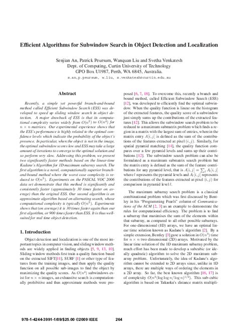 Pdf Efficient Algorithms For Subwindow Search In Object Detection And