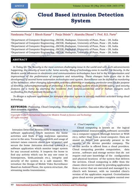 Cloud Based Intrusion Detection System Pdf