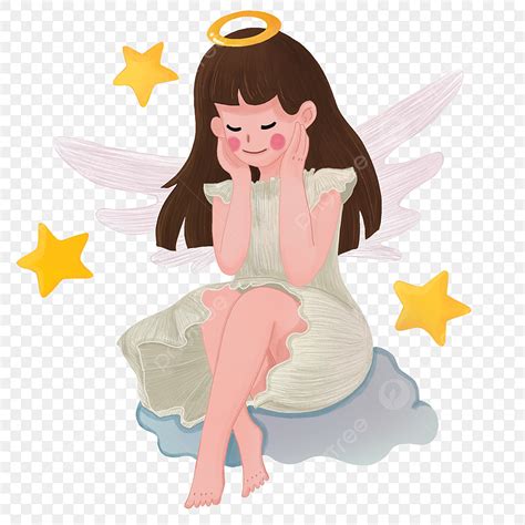 세계 수면의 날 문자 그림 천사 소녀 일러스트 노란 별 긴 머리 천사 클립 아트 세계 수면 날 문자 그림 잠자는 천사 소녀 Png 일러스트 및 Psd 이미지 무료
