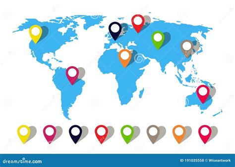 map world with pin location globe icon with pointer perspective