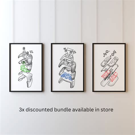 Controller Exploded View Gaming Poster Game Controller Digital Print [red] Etsy