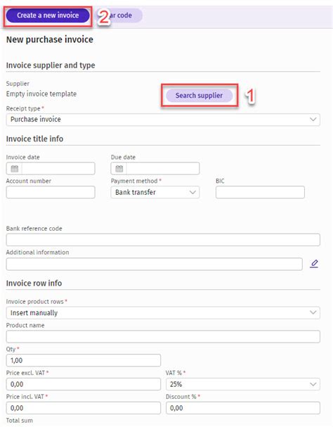 Creating A New Purchase Invoice Procountor