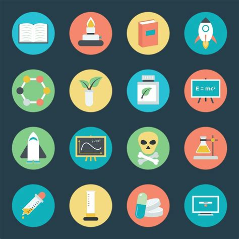 Pack Of Science Learning Flat Icons 23844808 Vector Art At Vecteezy