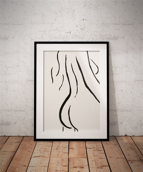 NUDE Abstract Line Art Print Etsy