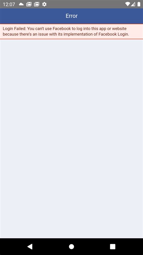 Login Failed There S An Issue With The Implementation Of Facebook