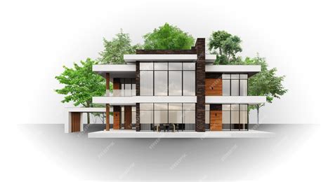 Premium Photo 3d Visualization Of The House On A White Background Modern Architecture 3d