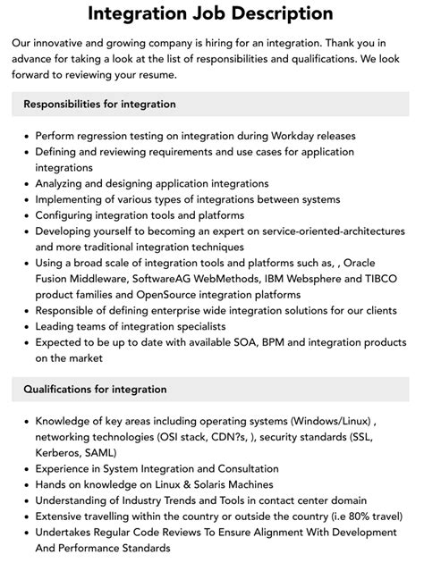 integration job description velvet jobs