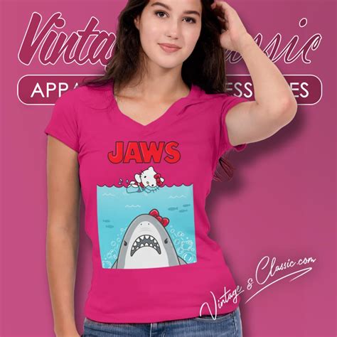 Hello Kitty Jaws Parody Shirt Vintagenclassic Tee