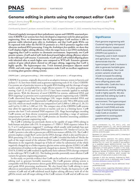 Pdf Genome Editing In Plants Using The Compact Editor CasΦ