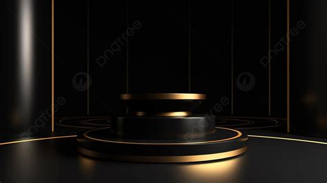 3d 렌더링의 검정색 및 금색 연단 광장 연단 무대 연단 장면 배경 일러스트 및 사진 무료 다운로드 Pngtree