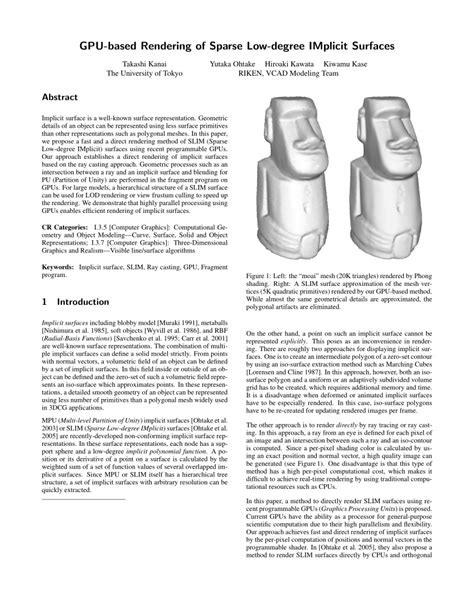 Pdf Gpu Based Rendering Of Sparse Low Degree Implicit Surfaces