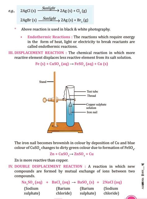 Class 10 Science Chemical Reactions And Equations Notes Important