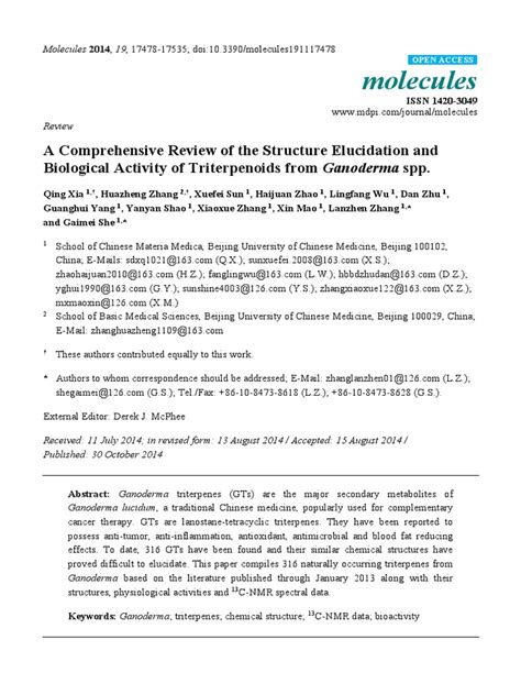 A Comprehensive Review Of The Structure Elucidation And Biological Activity Of Triterpenoids