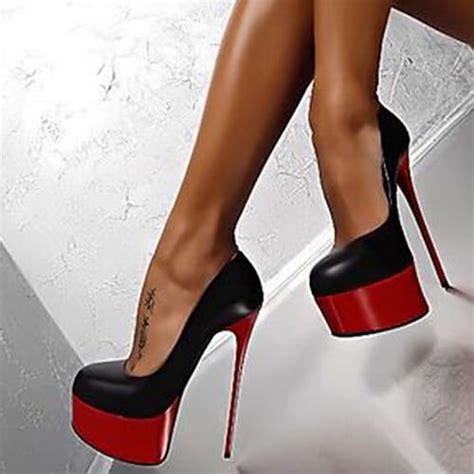 Stylish Womens Black And Red Platform High Heels Perfect For Night