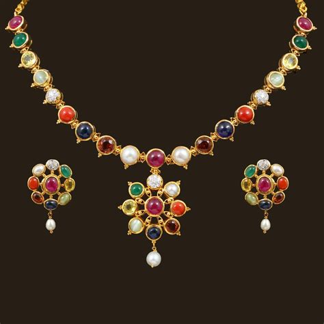Navaratna Necklace Set 102a2069 Gold Jewelry Fashion Gold