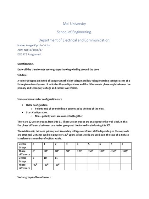 Transformer Vector Groups V1 Pdf Transformer Inductor