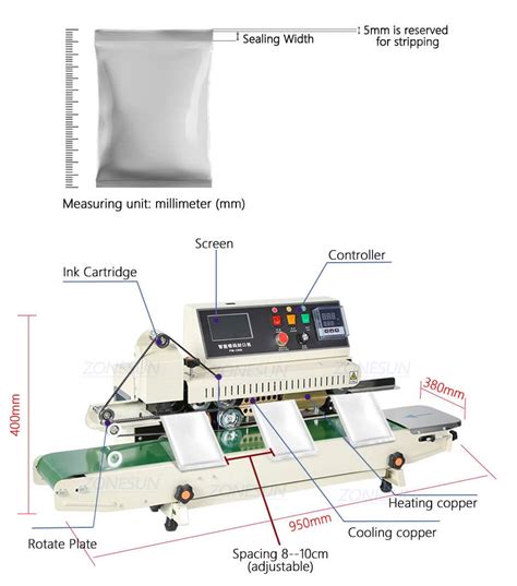 Horizontal Continuous Plastic Bag Sealing Machine With Inkjet Coder For