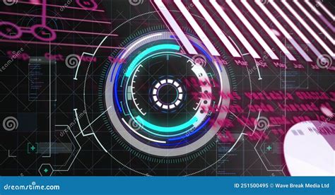 Image Of Digital Interface With Scan Scoping Over Black Background Stock Illustration