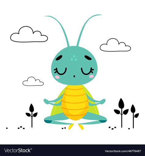 Cute Grasshopper Meditating In Lotus Position Vector Image Cute Grasshopper Meditating In Lotus Position Vector Image