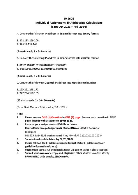 Ip Address Assignment 2 Sem Oct 2023 Feb 2024 Ims Individual