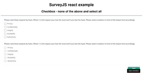 Survey React Examples Codesandbox Survey React Examples Codesandbox