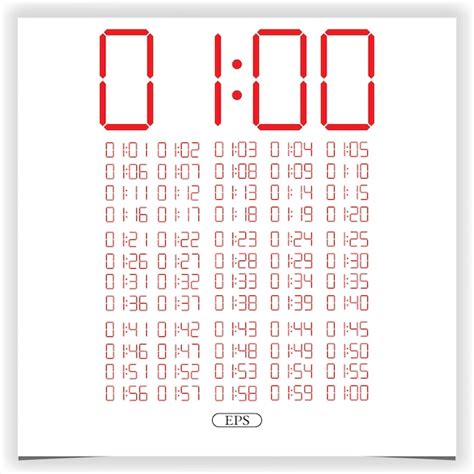 Premium Vector Digital Clock Closeup Displaying 1 Oclock Red Digital Clock Number Set