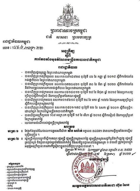 សម្ដេចតេជោ ហ៊ុន សែន ចេញអនុក្រឹត្យ តែងតាំង លោក ឧត្ដមសេនីយ៍ទោ ឃីង សារ៉ាត់