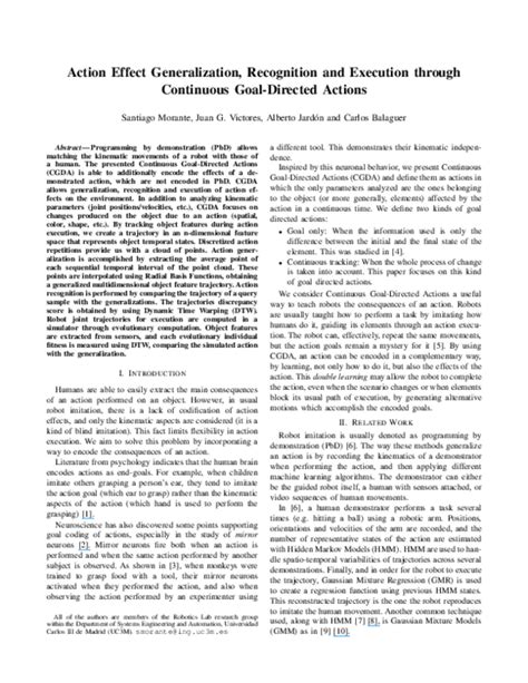 Pdf Action Effect Generalization Recognition And Execution Through Continuous Goal Directed