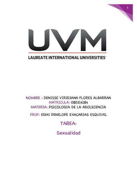 Sex Sex Education Psicología 1 Nombre Denisse Viridiana Flores