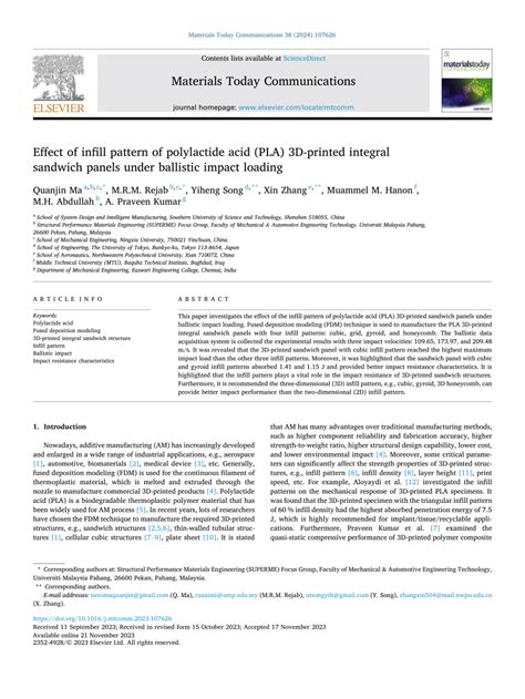 Pdf Effect Of Infill Pattern Of Polylactide Acid Pla 3d Printed