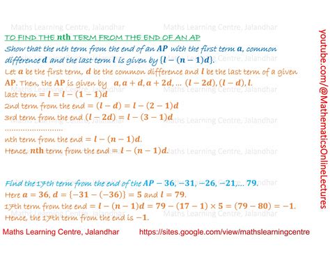 class 11 chapter 9 sequences and series arithmetic progressions nth