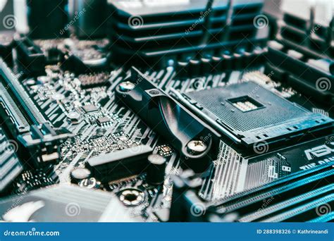 AM CPU Socket On Motherboard Hardware Close Up Stock Photo Image Of Digital Microelectronic