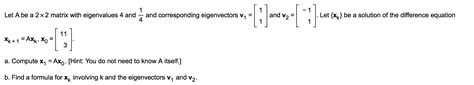 Solved Let A Be A 2 Times 2 Matrix With Eigenvalues 4 And