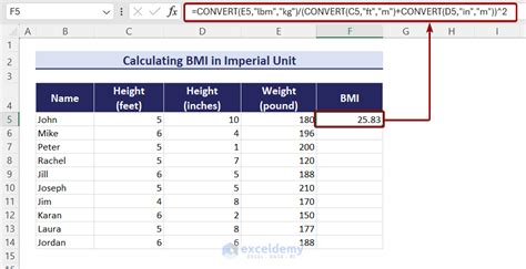 How To Calculate Bmi With Formula In Excel 3 Methods Exceldemy