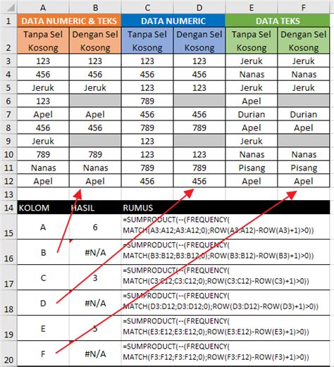 Rumus Menghitung Banyak Data Unik Dengan Fungsi Frequency Excel