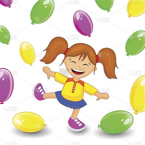 带着气球的可爱小女孩
