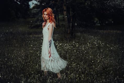 Short Hair Dress Women Outdoors Dyed Hair Colorful Women Blue