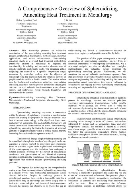 Pdf A Comprehensive Overview Of Spheroidizing Annealing Heat