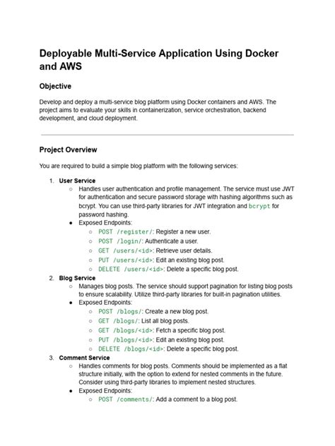 Deployable Multi Service Application Using Docker And Aws Pdf Databases Postgre Sql
