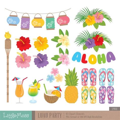 Luau Party Digital Clipart Aloha Clipart Hawaii Clipart Etsy Hawaiian Beach Party Hawaiian