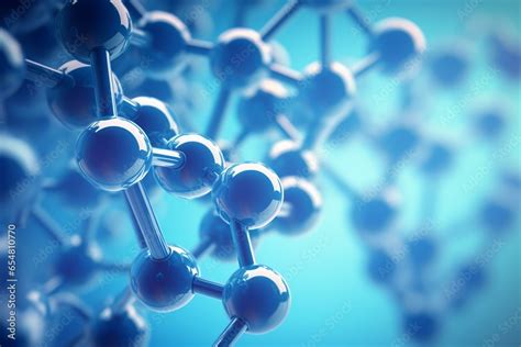Microscopic View Of Hydrogen Molecules With 3d Image Of H2 Molecular Structure On Blue