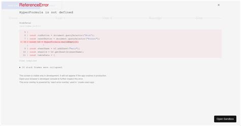 HyperFormula Docs Demo Codesandbox