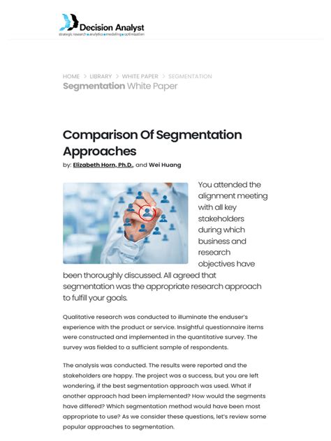 Cluster Methods Comparison Of Segmentation Approaches Pdf