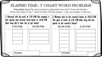Digital Elapsed Time T Chart Method By Elementary My Dear Llama TpT